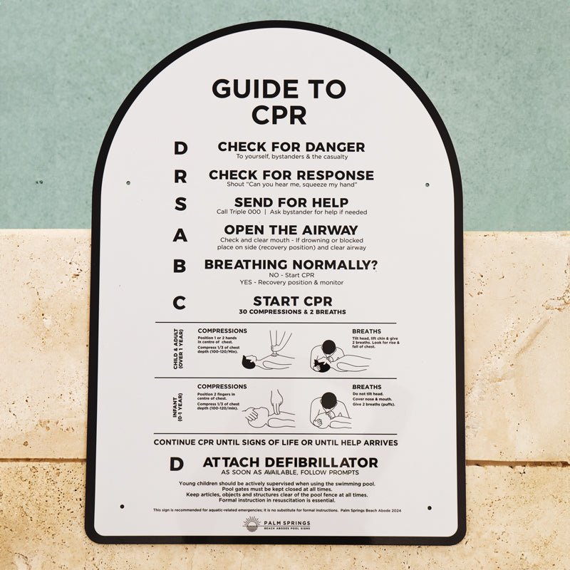 Premium ‘Classic’ The Halo CPR Pool Safety Sign - Black & White – Palm ...