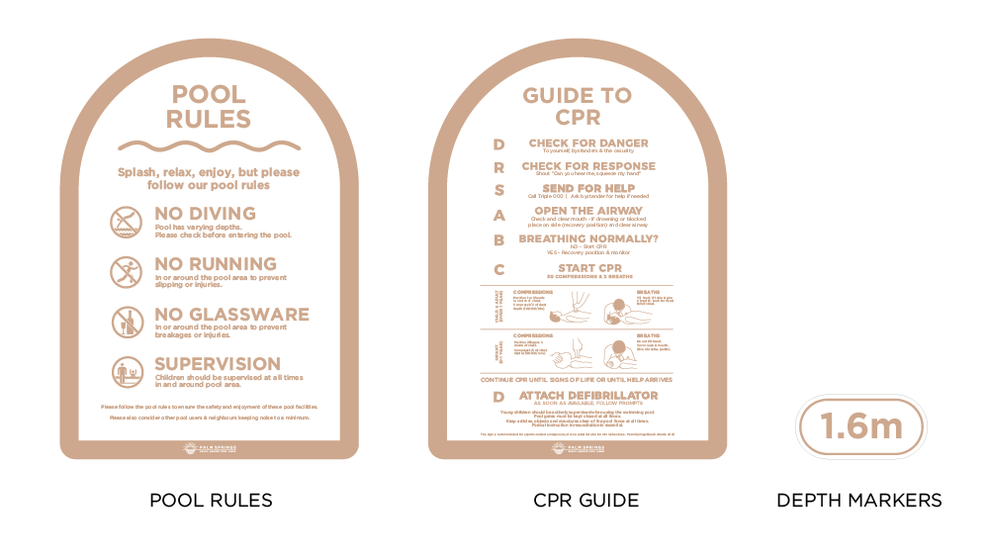 Premium ‘Luxe’ Commercial Pool Safety Sign Packages – Palm Springs ...
