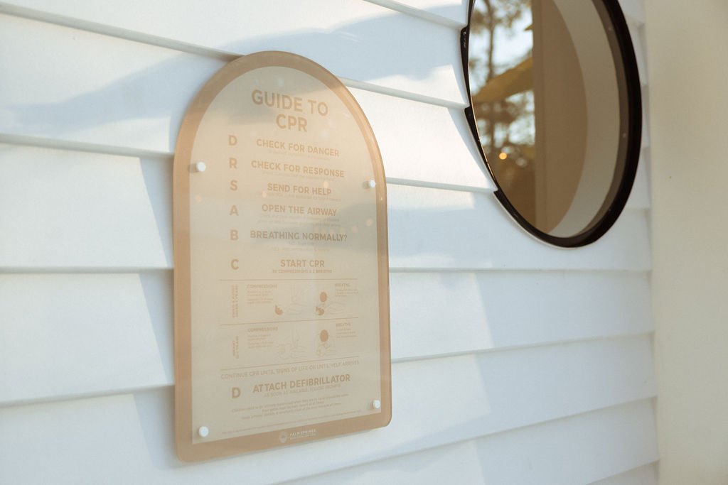 The Halo CPR Pool Safety Sign - Beige & Cream